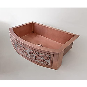 Copper Farmhouse Round Apron Kitchen Sink Silver Design
