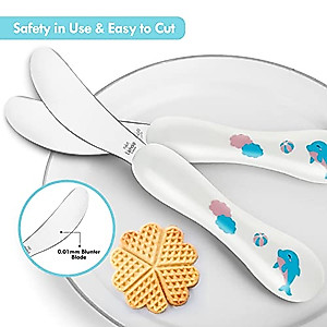 Lehoo Castle Toddler Utensils Kids Silverware, 6pcs Safety Stainless Steel Toddler Fork Spoon Knife Set, Children Flatware Set, Safety Utensils for Toddler and Children