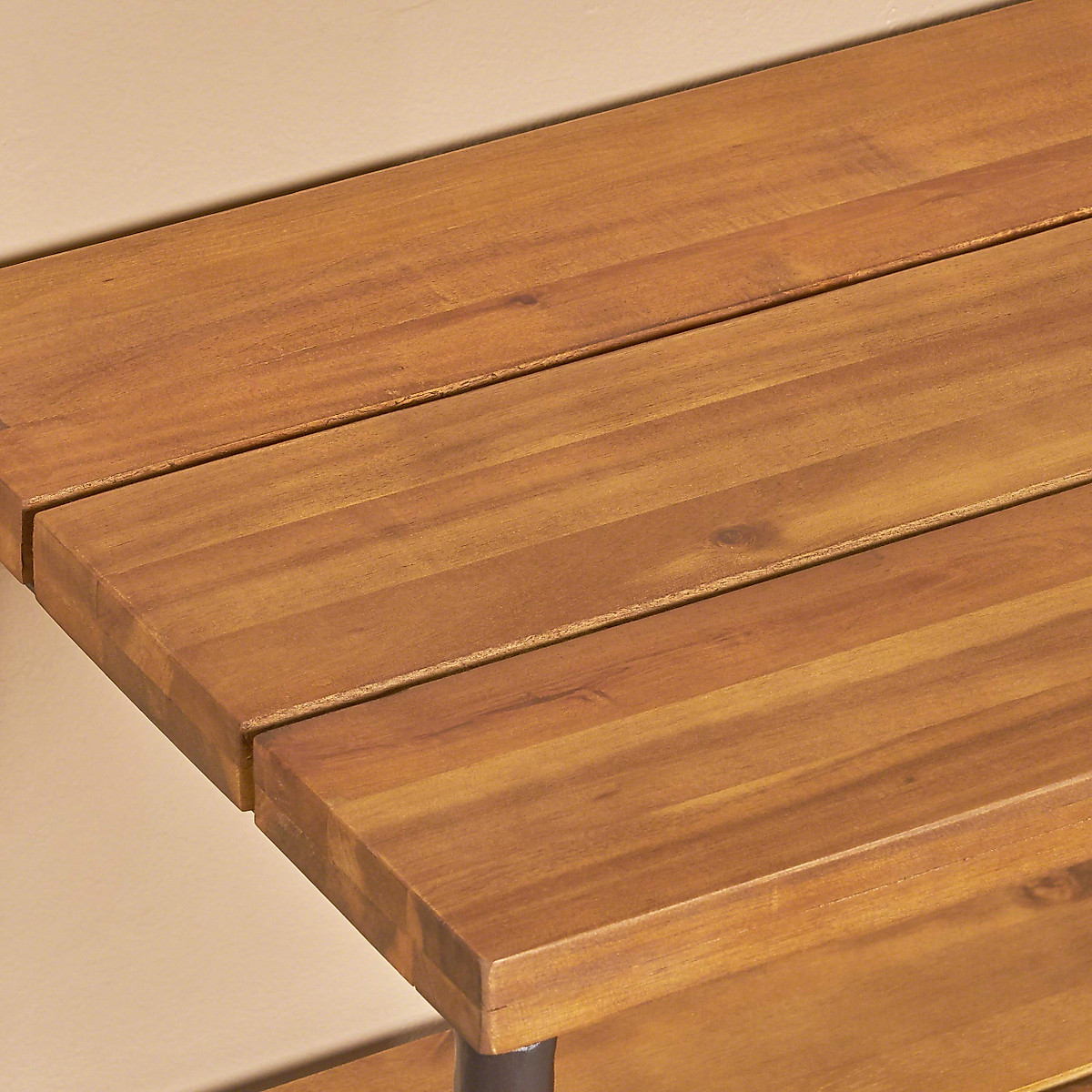 GDFStudio Outdoor Industrial Acacia Wood Bench with Shelf and Coat Hooks, Teak Finish