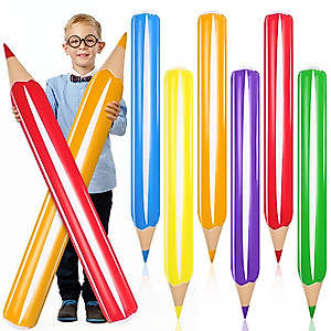 Sonwyoung 6 Pcs 43.3 Inch Giant Inflatable Pencil Back to School Graduation Decor Large Blow up Pencil Colored Pencil Prop for Kids Summer Birthday Party Favor Decoration Classroom Prizes, 6 Colors