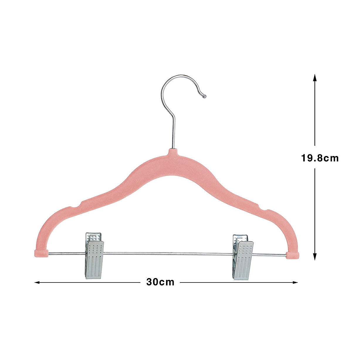 Finnhomy Non-Slip Clothes Hangers for Baby and Kids 20-Pack Velvet Hangers with Movable Clips, Heavy-Duty and Space-Saving for Pants,Skirts, Coat, Pink