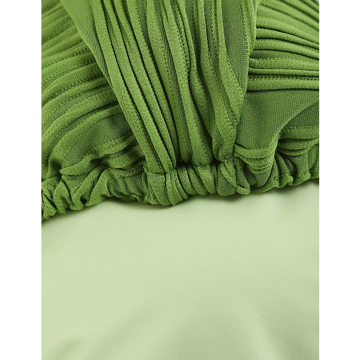 ZAFUL Bikini Bathing Suit for Women Halter 2 Piece Bikini Sets Adjustable Self Tie Strings Removable Pads Swimsuit Green L