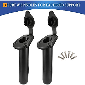 Anndason 2 Pcs Kayak Deck Fishing Boat Rod Holders and Cap Cover,and 2 Pcs Kayak Canoe Boat Side Mount Carry Handles and Hardwares