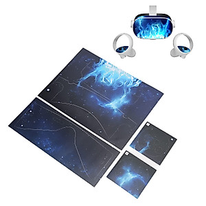 VGEBY VR Glasses Skin Stickers,Protective Skin Decals PVC Removable Glasses Sticker Controller Skin Stickers for Quest 2 Accessories (Blue Fire ) Other Children'S Outdoor Toys
