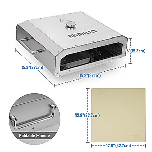 Mimiuo Pizza Oven Kit for Double Burner Stove and Indoor Gas Range, Camping Stove Burner Top Pizza Box with Pizza Stone and Pizza Peel - Stainless Steel Gas Grill Pizza Oven for Propane Stove