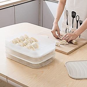 Poeland Food Storage Containers Dumpling Organizer Transparent Food Storage Box for Kitchen and Fridge