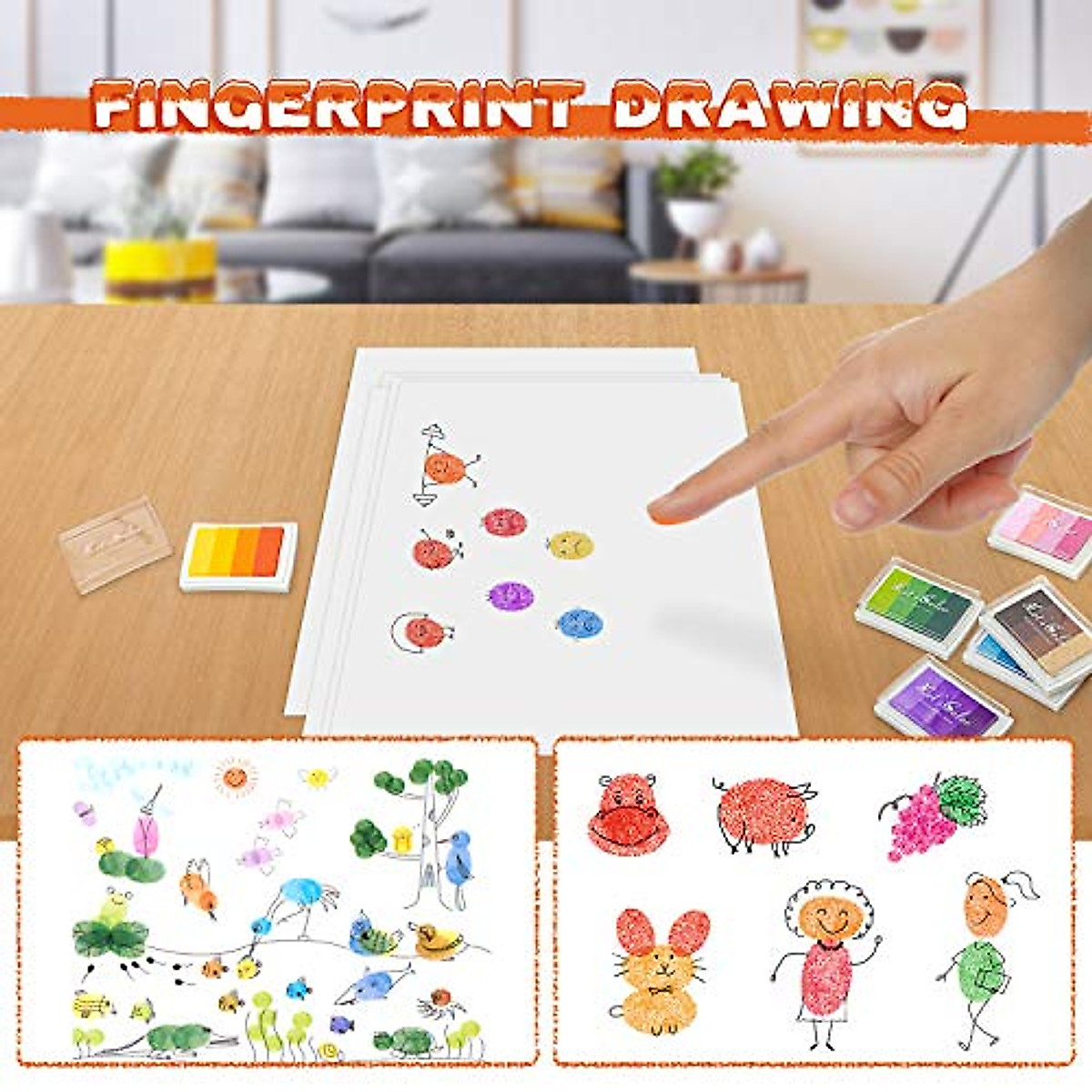 Craft Ink Pad, Set of 6 Washable DIY Stamp Ink Pads for Kids, 24 Colors