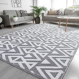 Ompaa Ultra Soft Shaggy Rugs Memory Foam Bedroom Carpet, Grey 4 x 6 Feet, Plush Geometric Textured Area Rugs for Living Room Couch Dorm Bedside Kids Girls Teens Room Nursery Decor Floor Mat