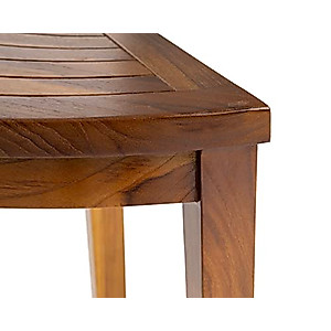 ALATEAK Corner Wood Bath Spa Shower Stool Table Bench Shelf Storage Fully Assembled