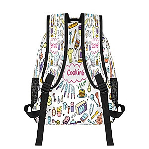 Cooking Tools Backpack for Men Women with Multiple Pockets Waterproof Laptop Backpack, Rolling Pin Teenager Bookbag Large Daily Backpack for Travel, Hiking, School