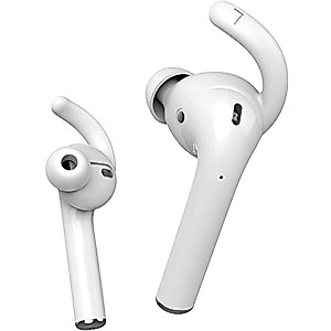 2 Pairs AirPods Ear Hooks Accessories Compatible with AirPods 2 & AirPods 1 or EarPods Headphones,Airpod Tips Anti-Slip Ear Hooks Silicone (1Black+1White)