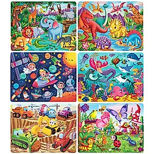 Wooden Puzzles for Kids Ages 4-6-8, 48 Piece Jigsaw Puzzles for Kids 3 4 5 6 7 8 Year Old, Toddler Children Preschool Puzzles Educational Toys for Boys and Girls