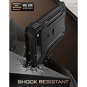 Poetic Revolution Case for Google Pixel 6 5G, Built-in Screen Protector Work with Fingerprint ID, Full Body Rugged Shockproof Protective Cover Case with Kickstand, Black