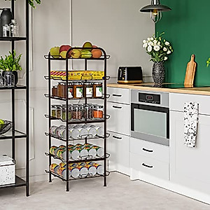 smusei Water Bottle Organizer 7 Tier Free Standing Vertical Metal Water Bottle Rack Shelf Adjustable Water Bottle Beverage Drink Stand Holder for Kitchen Pantry Food Storage, Bronze