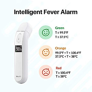 Thermometer for Adults by iHealth, Infrared Forehead Thermometer for Adults and Kids, Touchless Digital Baby Thermometer with Fever Indicator, Non Contact Thermometer (PT2L)