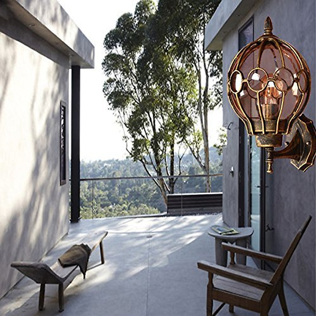 He-shop LED Indoor Wall Light, European Retro Industry Round Outdoor Waterproof Wall Lantern Wall Sconce Security Light Complete with Glass Lampshade Outdoor Waterproof Wall Light Socket