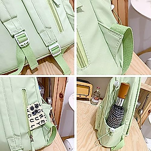 MadGrandeur Aesthetic Backpacks for Girls Kawaii Backpack School Backpack Cute Bookbag Plain Preppy Bag Casual (Beige)