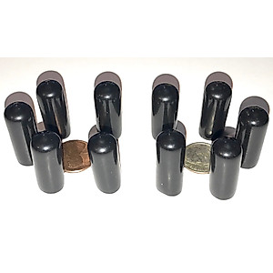 3/16" to 1/4" Round Black Vinyl Flexible End Cap Bolt Screw Rubber Thread Protector Safety Cover | for 0.187 Inch Pipe Post Tubing Rod OD Cover - 1" Inside Height. (10)