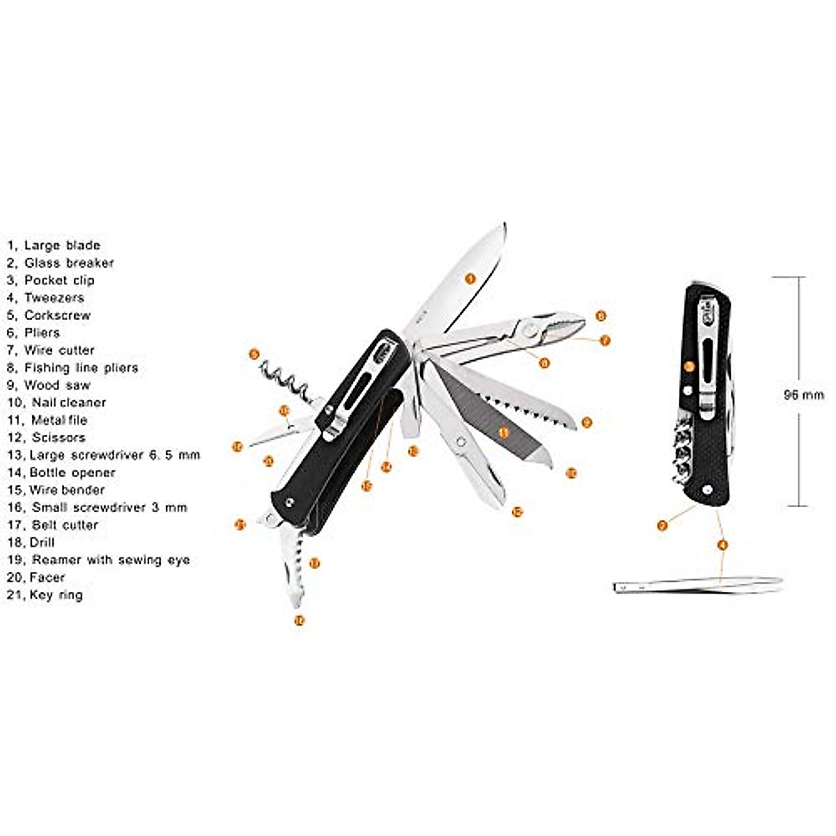 Ruike Multifunctional Knive, Black, G10 (M61-B)