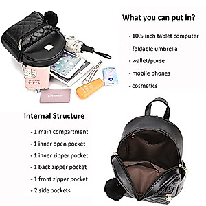 BESYIGA Quilted Mini Leather Backpack Purse for Women Ladies Cute Small Size Little Back Pack Bag Purple