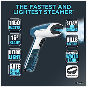 Rowenta X-Cel Handheld Steamer for Clothes 15 Second Heatup, 2.4 Ounce Capacity 1150 Watts Portable, Ironing, Fabric Steamer, Garment Steamer, Vacation Essentials, Travel Must Have DR6131,Green