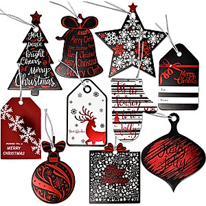 Gift Boutique 120 Elegant Christmas Gift Tags with Ribbon Tie Strings Attached 10 Designs Personalized Name Tag Labels Write On to & from for Gift Bags Wrapping Presents & Packages