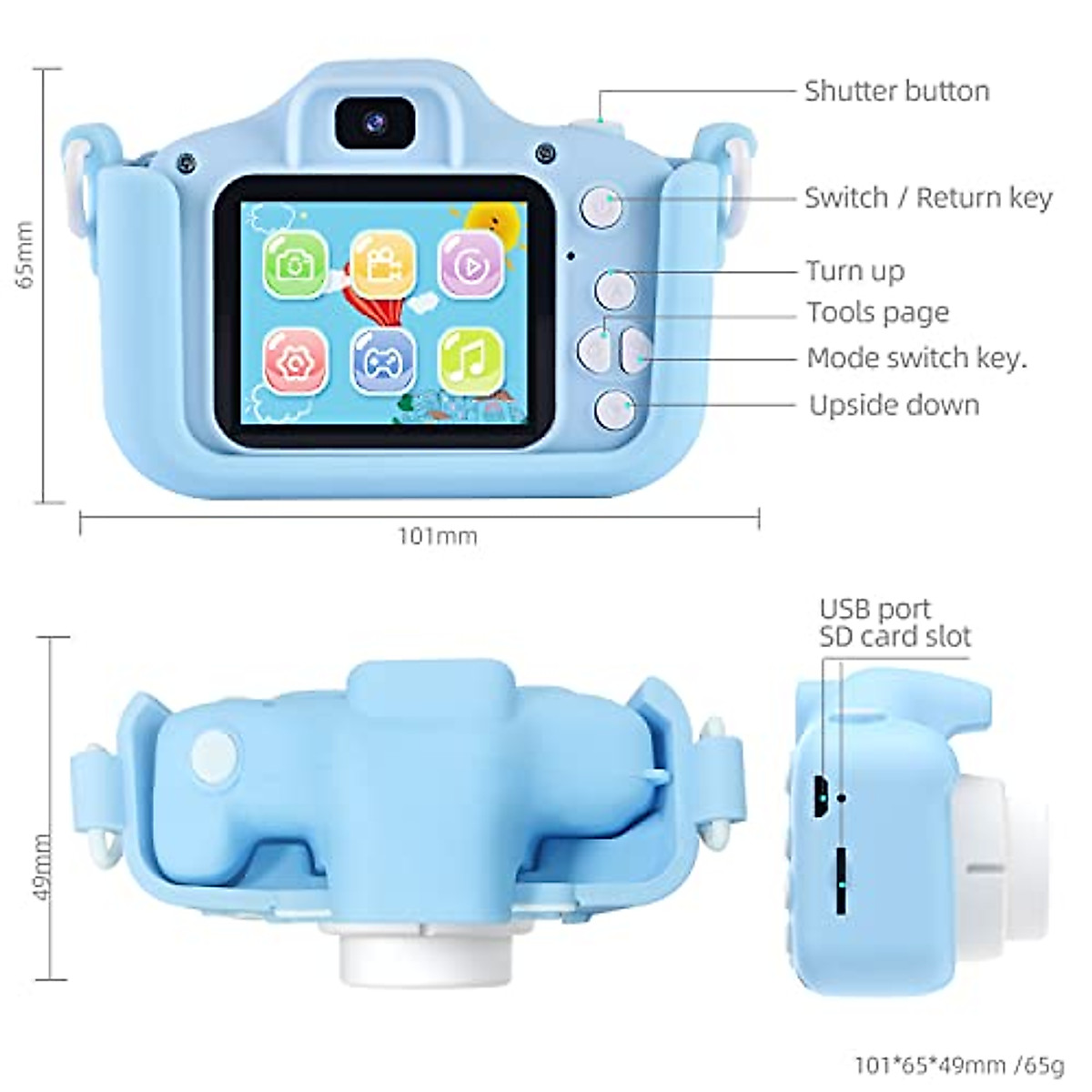 YUE3000 Upgrade Kids cat Camera,Gifts for Boys and Girls of Age 3-9, 1080P HD Digital Video Cameras for Toddler, 20M high -Definition Digital Camera, Suitable for Portable Toys with 32GB SD Card-Blue