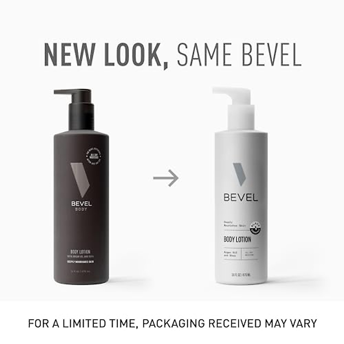 Bevel All Day Body Lotion for Men with Shea Butter and Argan Oil, Lightweight Formula Softens and Smoothes Skin, 16 Oz (Packaging May Vary)
