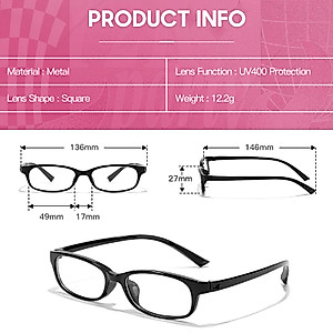 SODQW Fashion Fake Glasses Rectangular Y2k Small Eyewear Frame for Women Cosplay Glasses