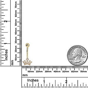 AVORA 10K Yellow Gold Simulated Diamond CZ Tiara Belly Button Ring Body Jewelry (14 Gauge)