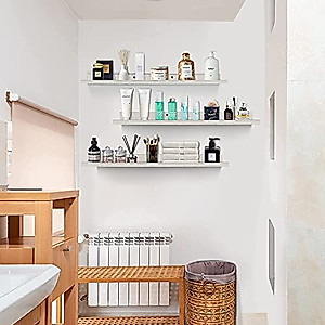 Calenzana Wall Mounted Floating Shelves, 3 Pack 47 inch and 3 Pack 16 inch Photo Picture Ledge Shelf for Living Room Bathroom Bedroom Kitchen Office, Creamy White