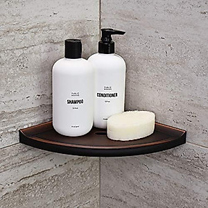 Questech Décor 8 Inch Corner Shower Shelf and 5 Inch Shower Caddy Foot Rest, Metro Lugged Back for New Construction, Mounted Bathroom Shower Organizer, Oil Rubbed Bronze