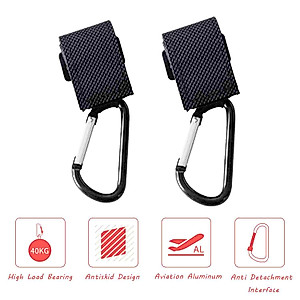 Julont Stroller Hooks-2 Pack of Baby Stroller Organizer Non-Slip Adjustable Multi-Purpose Hooks, Hanger Clips for Diaper Bags, Groceries, Purse