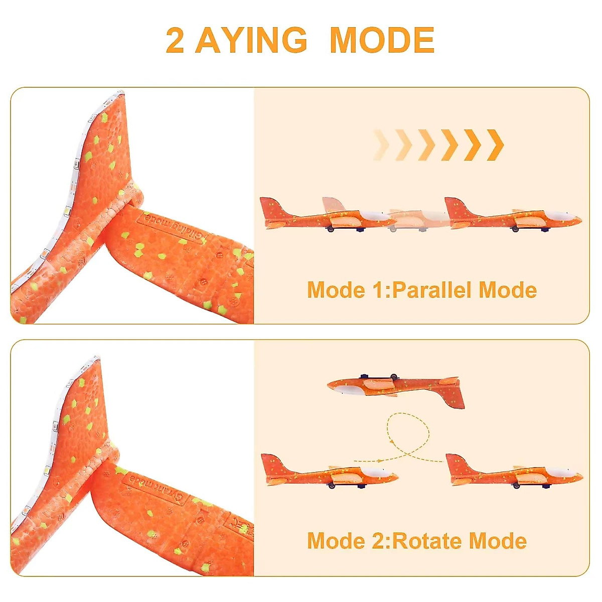 Gelaer 3 Pack Airplane Launcher Toy, 12.6" Foam Airplane Led Plane, 2 Flight Mode Catapult Plane Toys, DIY Sticker, Outdoor Flying Toys Birthday Gifts for Kids Boys Girls 4 5 6 7 8 9 10 11 12 Year Old