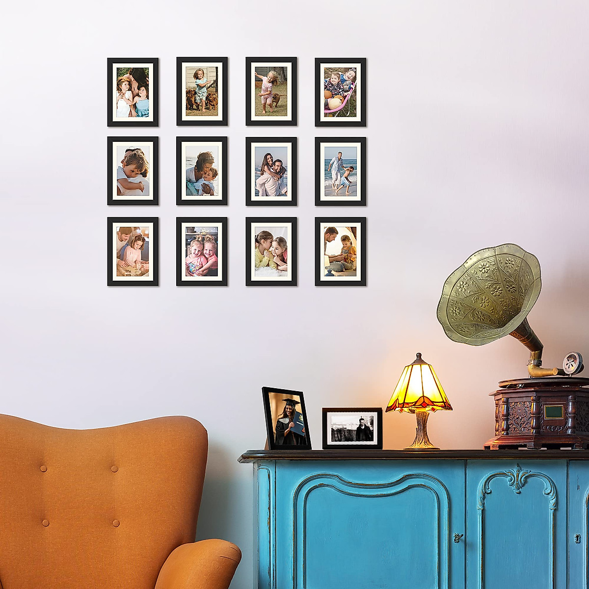 upsimples 4x6 Picture Frame Set of 10, Display Pictures 3.5x5 with Mat or 4x6 Without, Multi Photo Frames Collage for Wall or Tabletop Display, Black