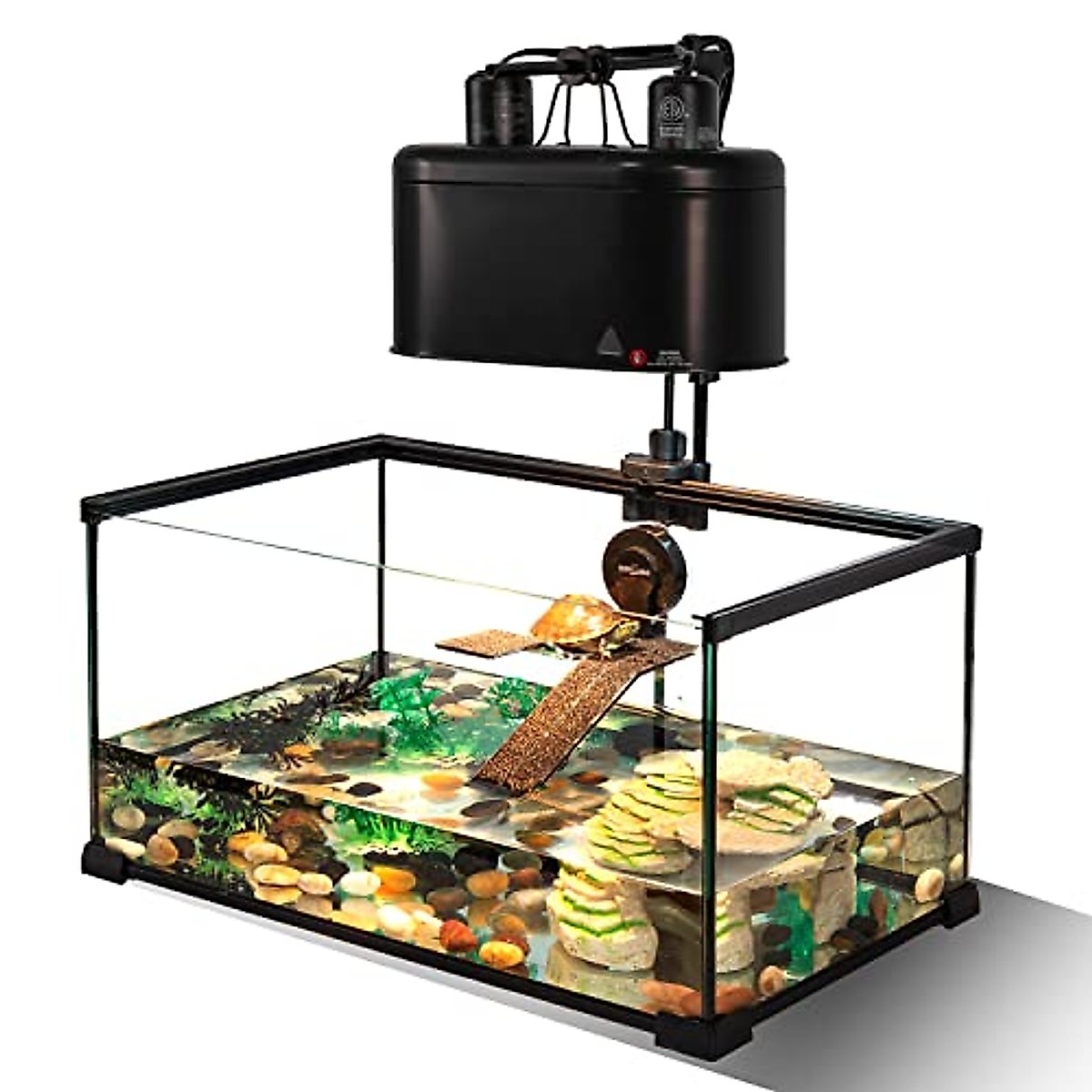 REPTIZOO Reptile Heat Lighting Kit, Dual Reptile Lamp Fixture with 100W UVA Reptile Heat Lamp Basking Spot Light and 26W UVA UVB Reptile Light 5.0 Fluorescent Bulb for Turtle Lizard Snake