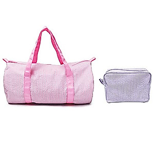 Kids Travel Overnight Bag Seersucker Carry On Lightweight and Seersucker Cosmetic Bag Travel Pouch