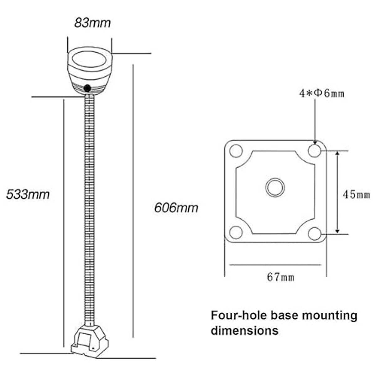 LED Work Light 6W Industrial Machine Lights 24V/220V With Plus Long Gooseneck Lamp Waterproof IP54 Long Service Life Used For All Types Of Machine Tool Lighting All Types Of CNC Lighting(24v)
