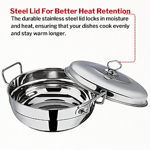 Vinod Stainless Steel 6 pcs Multi Kadai (Induction Friendly) lid, 26cm