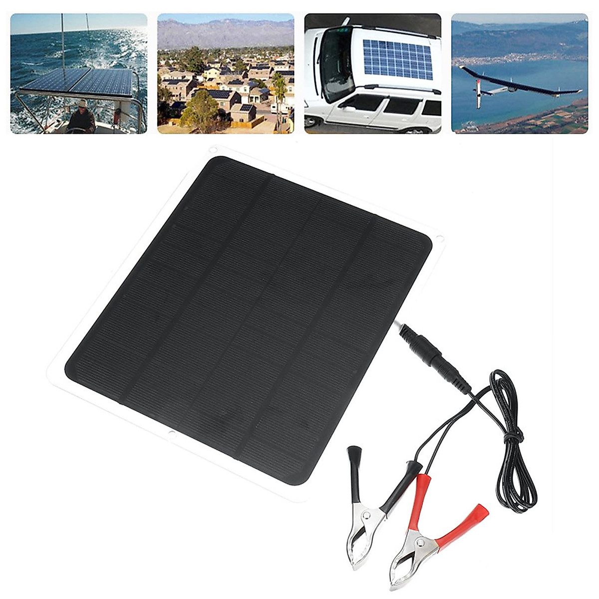 Waterproof Solar Panels with Clips for RV Battery Charging - 12V 10W Solar Panel Ideal for Car Charging