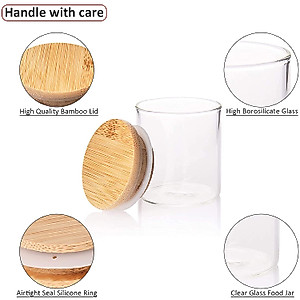 Vkzylife Glass Jars with Bamboo Wooden Airtight Lids 6oz 10oz Spice Jars Food Storage Containers for Home Kitchen, Tea, Salt, Pepper, Spices, Coffee, Herbs, Grains (6 OZ, 6 PCS)