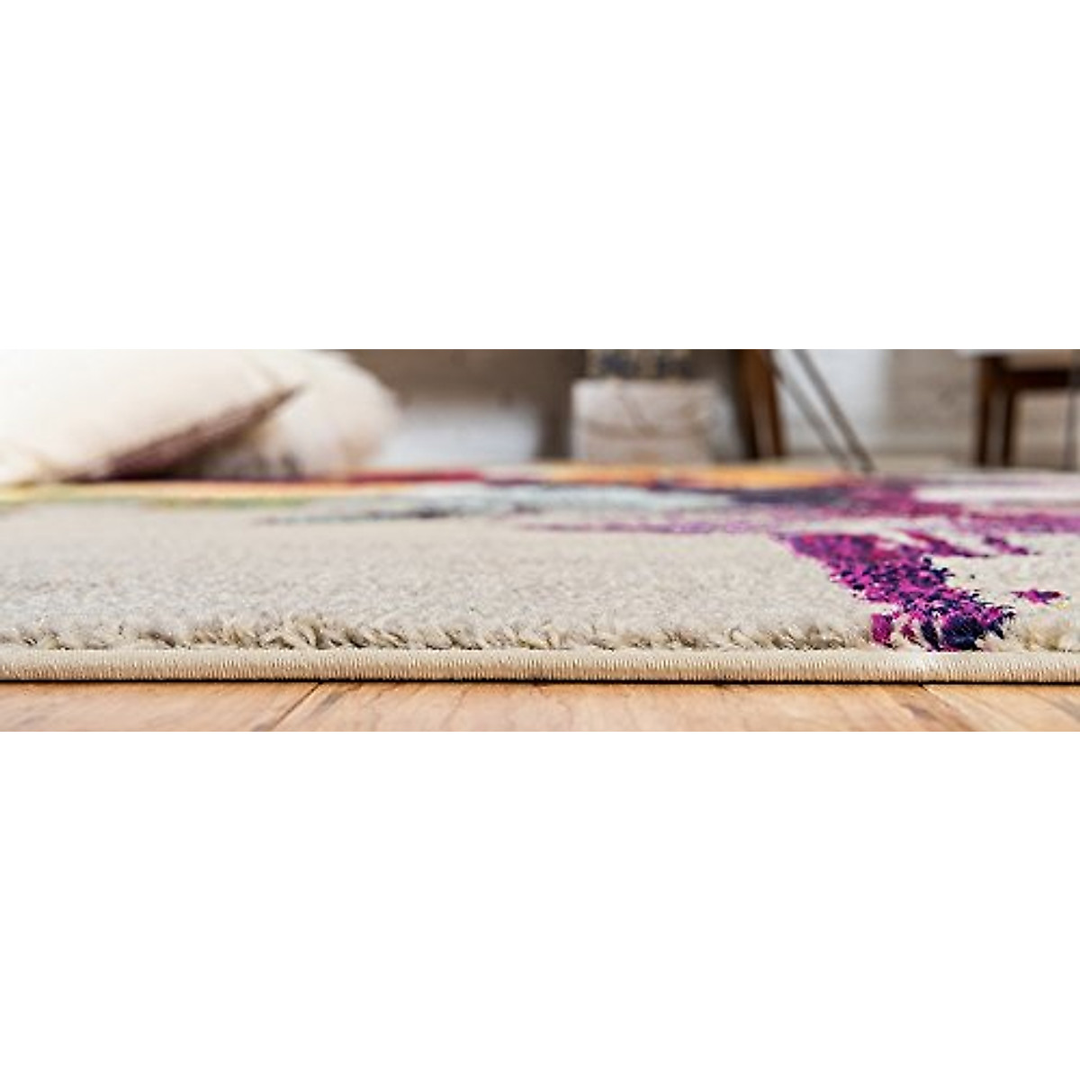 Unique Loom Estrella Collection Bright Colors, Geometric, Abstract, Modern Area Rug, 5 ft x 8 ft, Beige/Yellow