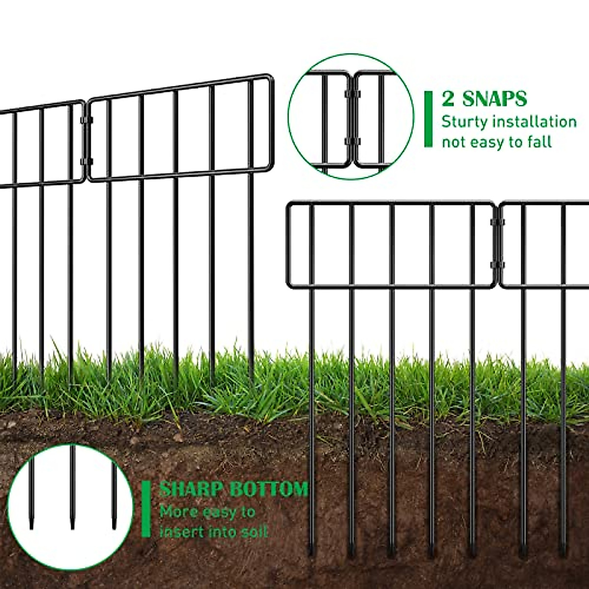 Bepatio Animal Barrier Fence 10"L x 16.7"H 24Pcs Decorative Garden Fence for Dogs Digging Fence Barrier Garden Fencing Metal Flower Bed Fence Small Dog Fences for The Yard Outdoor