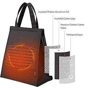 Black Lunch Bag for Men - Insulated Lunch Bags for Women Lunch Bag Tote with Zipper Lunch Tote Bag for Women Simple Lunch Box Reusable Insulated for Men Lunch Bags Small Adult Lunch Box Tote Bag