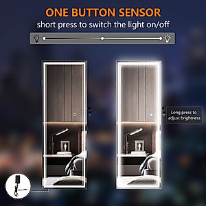 Vlsrka Jewelry Mirror Cabinet with LED Lights, Wall Mounted/Door Hanging Full-Length Jewelry Mirror, Lockable Storage Cabinet, Built-in Makeup Mirror for Bedroom Cloakroom (White)