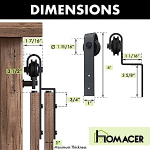 Homacer Mini Black Rustic Single Track Bypass Sliding Barn Door Hardware Kit, for Four Doors, 60-inch Long Flat Track, Classic Design Roller (Two Flat +Two Bent), Cabinet TV Stand Use