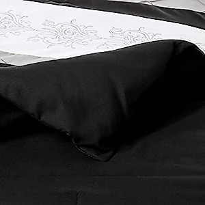 Chic Home 8-Piece Embroidery Comforter Set, Queen, Livingston Black