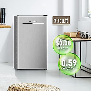 Frestec 3.1 Cu. Ft. Mini Fridge with Freezer, Small Refrigerator, Mini Fridge for Bedroom, Single Door Compact, Energy Saving, Low Noise, Mini Fridge for Office