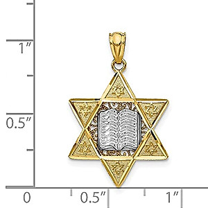 14K Two Tone Gold Star of David Jewish Magen Necklace Judaica Religious Pendant Israel Charm Only