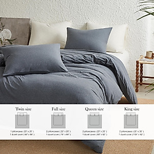 Simple&Opulence 100% Jersey Knit Cotton Duvet Duvet Cover Set -Ultra Soft Duvet Cover King Size-1 Comforter Cover and 2 Pillowcases (Dark Grey, 104"X92")